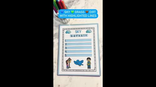 Sky Grass Dirt - Letter Line Placement - Signs and Worksheets - Fine Motor
