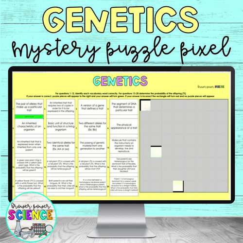 Genetics Mystery Picture Pixel by Brower Power Science | TPT