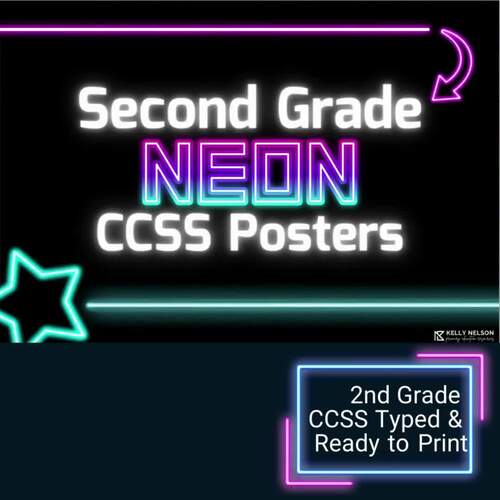 Neon CCSS Classroom Standards Posters EDITABLE - 2nd Grade by Kelly Nelson