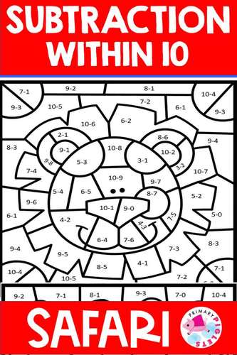 Color by Code SAFARI ZOO ANIMALS Color by Number Subtraction within 10
