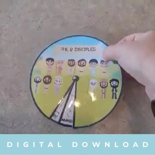 The 12 Disciples Coloring Spinner Wheel, Kids Bible Lesson by Healing Home