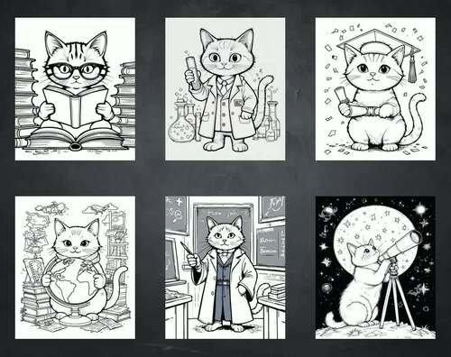 Cute Smarty Cats Coloring Pages - Adorable & Clever Feline Fun | TPT