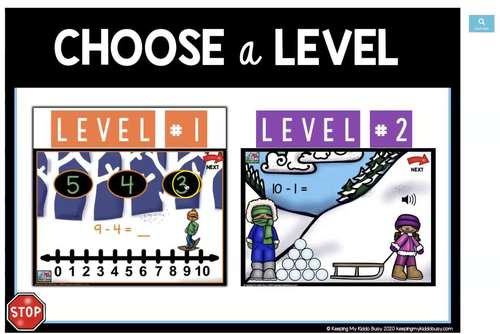 Subtraction Winter and Snow Boom Cards™ Kindergarten and first grade ...