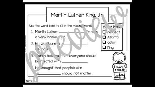 BUNDLE Martin Luther King Jr Literacy & Math Activities for Black ...