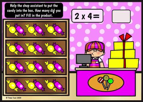 Multiplication 2 Facts Candy Store Boom Cards by Timea Turai | TpT