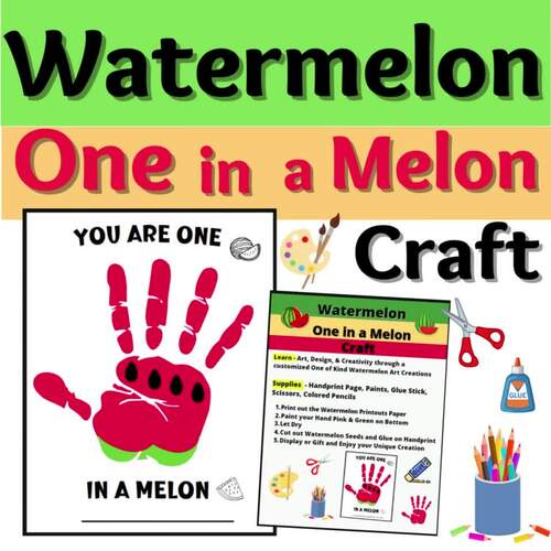 Watermelon Craft Summer Activity Art Lesson Hand Print Activities Paint