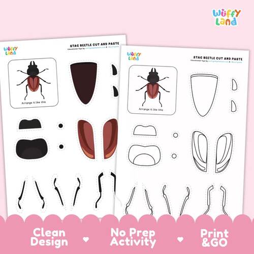 Stag Beetle Cut and Paste Craft | Insect Fine Motor Scissor Skills ...