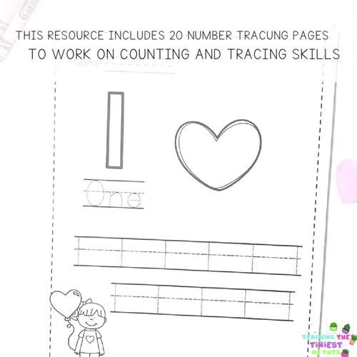 Valentine’s Day Number Tracing |Kindergarten Math Worksheets Counting ...