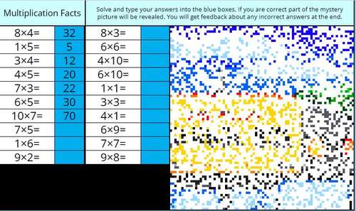 Multiplication Facts Mix to 10 Pixel Art Back To School Math Digital ...
