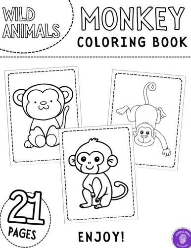 Wild Animals Coloring Book Animals in the wild "Monkey" Coloring Worksheets