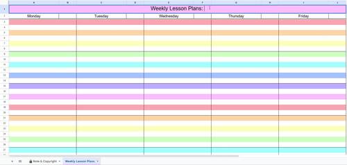Editable Lesson Plan Template, Weekly Lesson Planner Google Sheets for ...