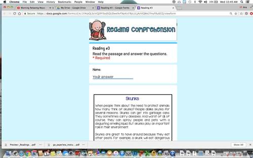 Reading Comprehension for Google Classroom - Digital Readings Distance ...