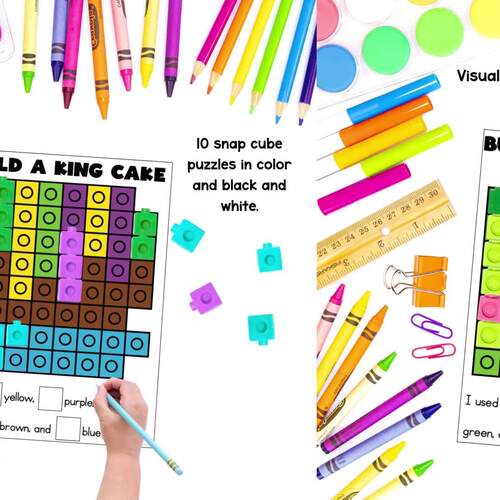 Snap Cube Puzzles Mardi Gras Math Centers by I Love 1st Grade | TPT