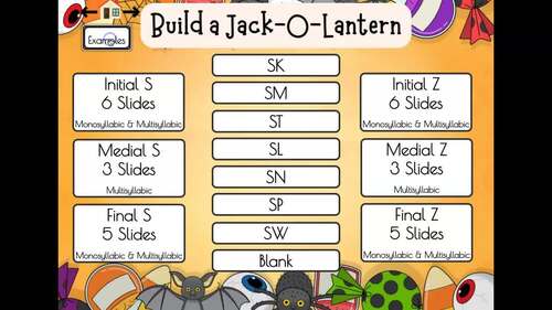 Build a Jack-O'-Lantern BOOM Cards™ S, S-Blends, and Z Sounds - Speech ...