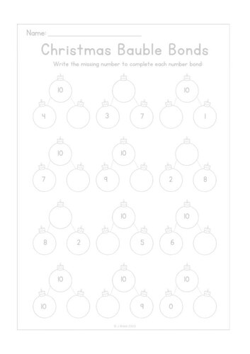 Christmas Number Bonds 0 to 20 Counting Worksheets for Kids | TPT
