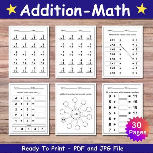 Addition Math Facts, Addition Math Facts Fluency Practice Worksheets, Vol-2