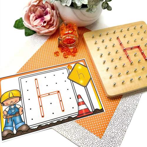 Construction Alphabet Activity for Geometry Pegboard by Turner Tots