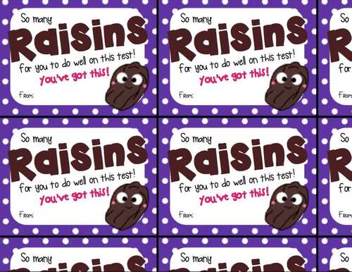 Raisin Snack Testing Motivation Tag-So many Raisins (reasons) for you ...