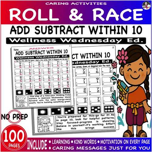 Roll and Race Math Dice Games Add & Sub Within 10 Fact Fluency Go Grow ...