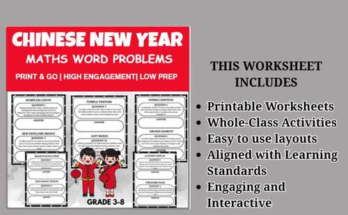 Chinese New Year Math Activities | 40 Word Problems | Grades 3–8