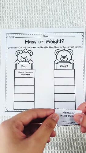 Mass and Weight – Cut and Paste Sorting Activity | Science Worksheets PDF