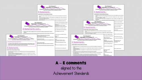 Australian Curriculum Year 4 English Report Card Comments - Semester 2