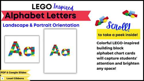 Alphabet Chart Cards, ABC Chart, Poster, Bulletin Board Letters, LEGO ...
