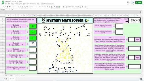 Spring & Easter - Algebra Expressions - Digital Math Activity - Pixel Art