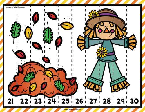 Fall Season Alphabet and Number Order Puzzle (Math and Literacy Center)