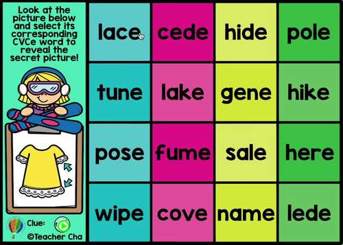 Mixed CVCe Word Comprehension with Audio Winter Puzzle Reveal BOOM™ Cards
