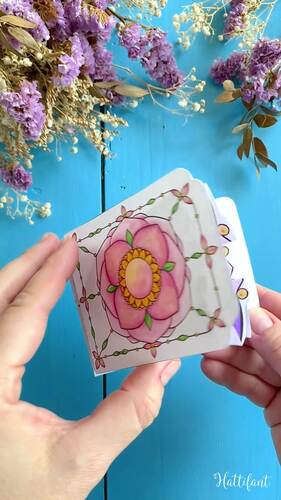 Spring Flowers & Heart Pop Up Cards to Color Paper Craft - Valentine's Day
