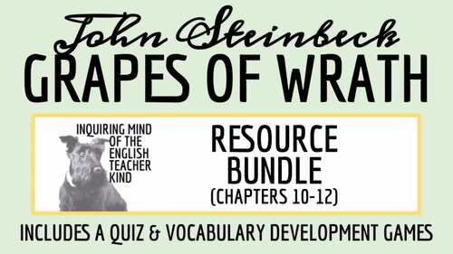 Grapes of Wrath Chs. 10-12 Quiz, Vocabulary Worksheet, Crossword & Word ...