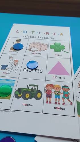 Loteria for Kids Spanish Bingo Game Sílabas Trabadas by Discovering Espanol
