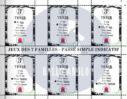 FRENCH Passé simple Verbes du 3ème groupe en -IR practice game jeu ...