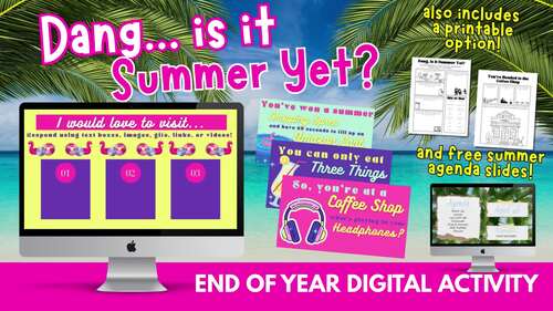 End of the Year + Summer Fun Activity Upper Elementary l Digital Resource