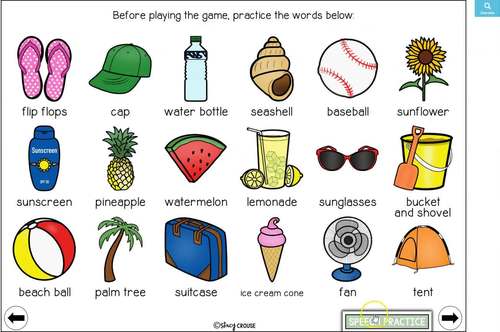 Summer Speech Therapy Game for Articulation & Language BOOM CARDS™ Click It