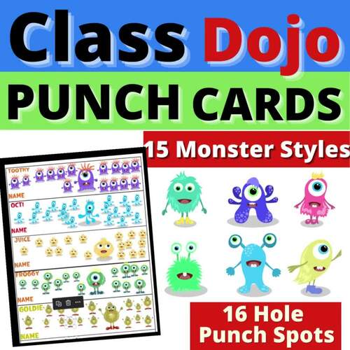 Class Dojo SEL Activity Monster Resource Student Punch Cards Reward PBIS