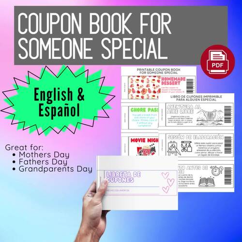 Coupon Book for Someone Special | Mothers, Fathers, Grandparents Day, etc.