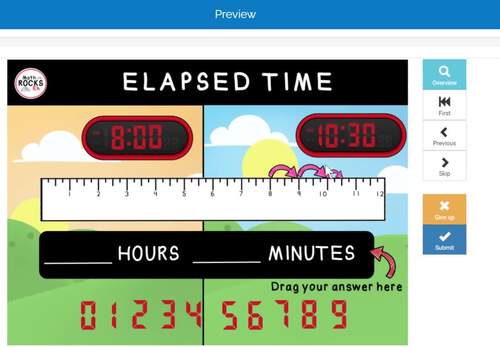 Elapsed Time Number Line To The Hour and Half Hour 4th Grade Math Boom ...