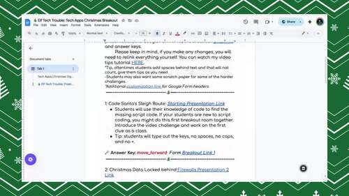 Christmas Escape Room Technology Applications TEKS Aligned Middle School