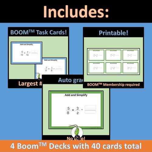 Adding Fractions Common and Unlike Denominators Digital Task Cards ...