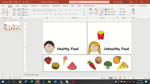 Interactive Healthy/Unhealthy Food sort by Teaching Little Minds Abroad