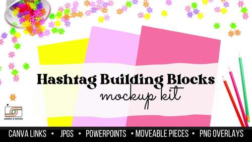 Mockup Kit Hashtag Blocks Canva Link JPGs and PowerPoint and Moveable ...