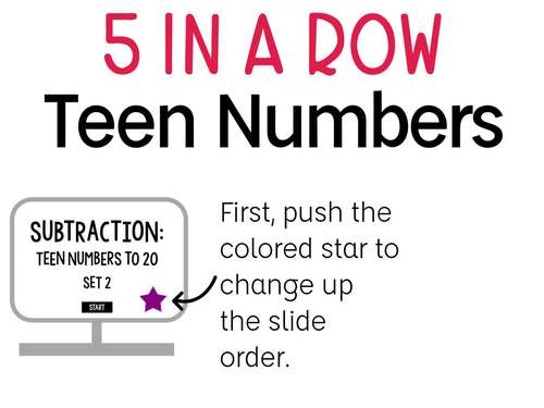 Addition & Subtraction Teen Numbers to 20 | Fact Fluency 5 in a Row ...