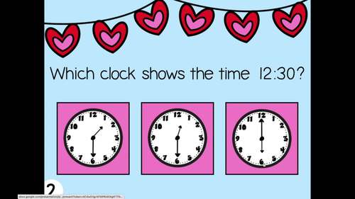 Valentine’s Day Math Activity - Math Task Cards - Telling Time to the Hour