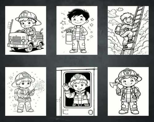 Cute Firefighter Kids Coloring Pages – Brave Little Heroes! | TPT