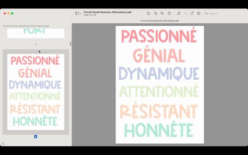 French Pastel Musician Affirmation Station by musicpluscoffee | TPT