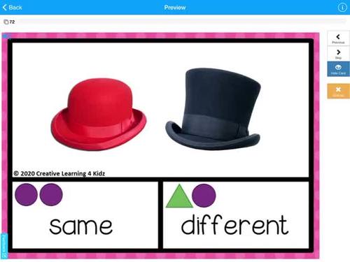 Same or Different Boom Cards for Distance Learning by Creative Learning ...