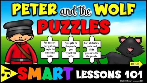 PETER and the WOLF JIGSAW PUZZLES Digital PPT Puzzles and B/W PDF ...
