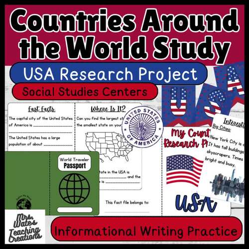USA Country Study Research Project & Passport | Geography Booklet | No Prep